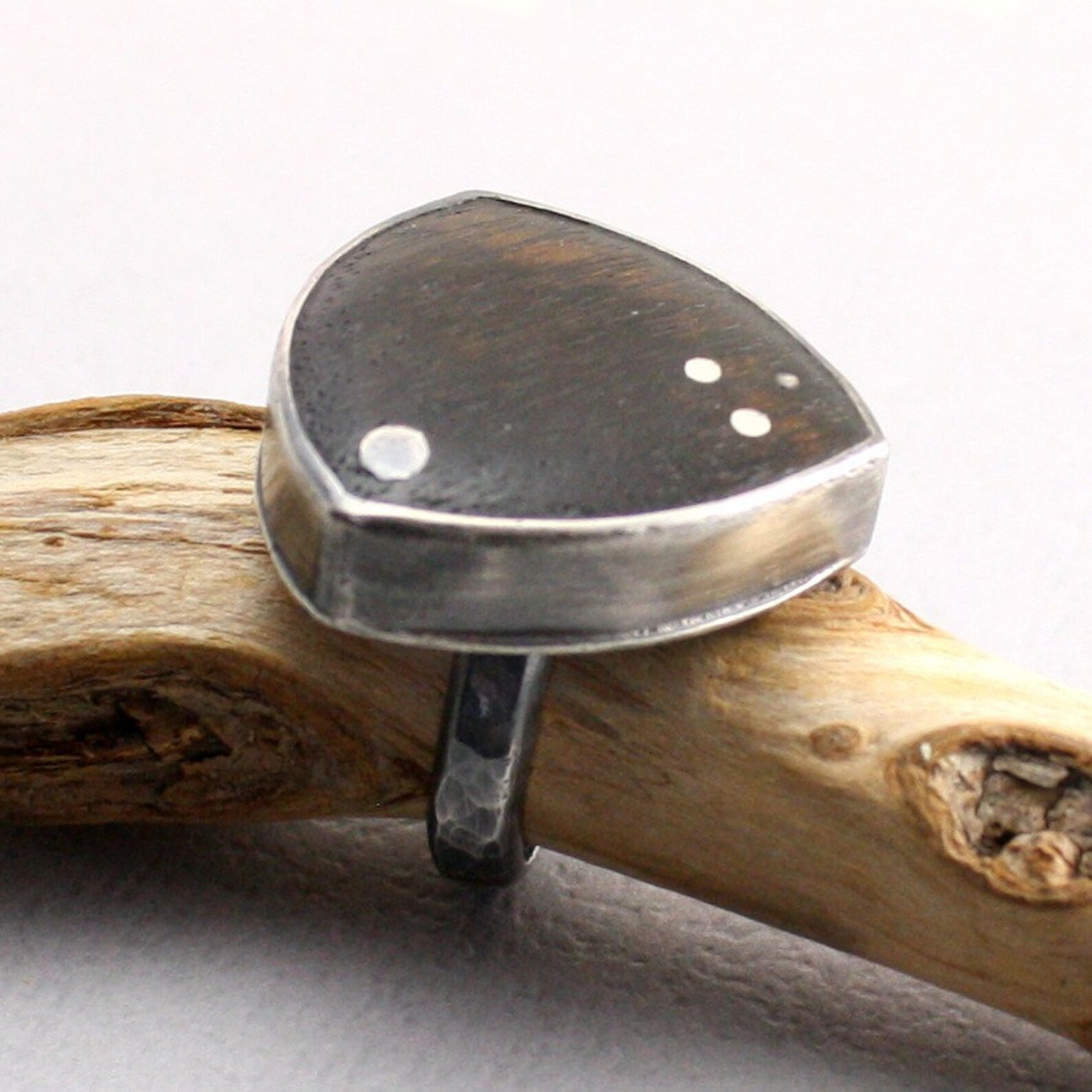 Triad Ring in Ebonized Walnut and Sterling Silver US Size 8 - Etsy