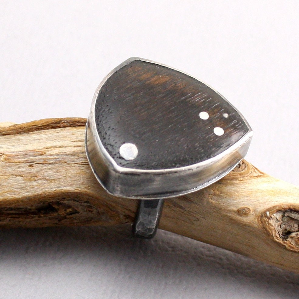 Triad Ring in Ebonized Walnut and Sterling Silver US Size 8 - Etsy
