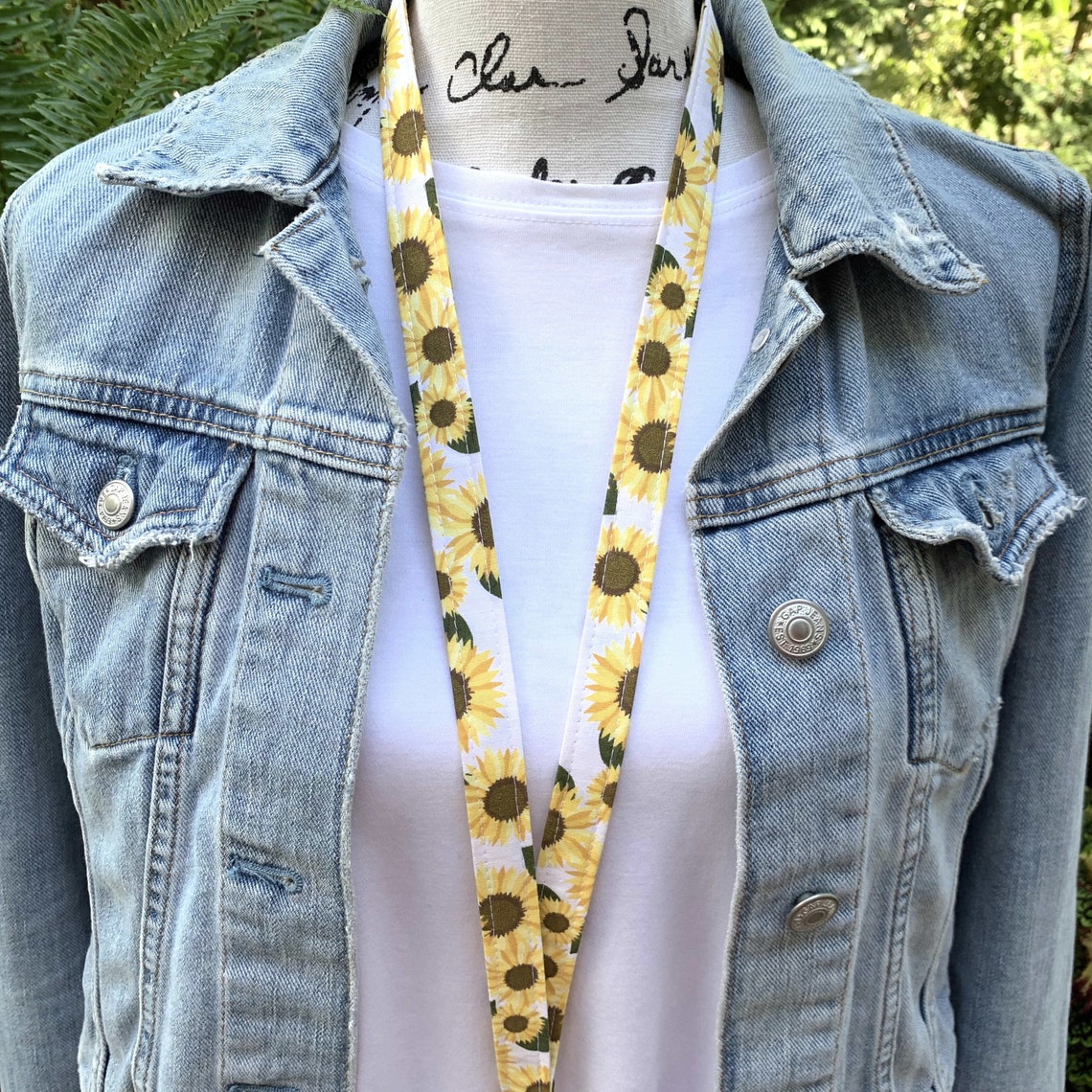 Sunflower Lanyard | Fabric Lanyard | Badge ID Holder | Name Tag Lanyard ...