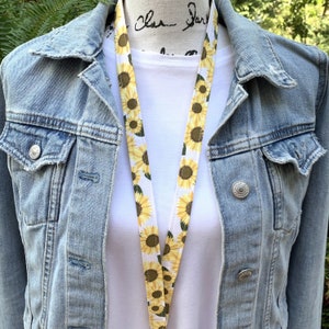 Sunflower Lanyard | Fabric Lanyard | Badge ID Holder | Name Tag Lanyard ...