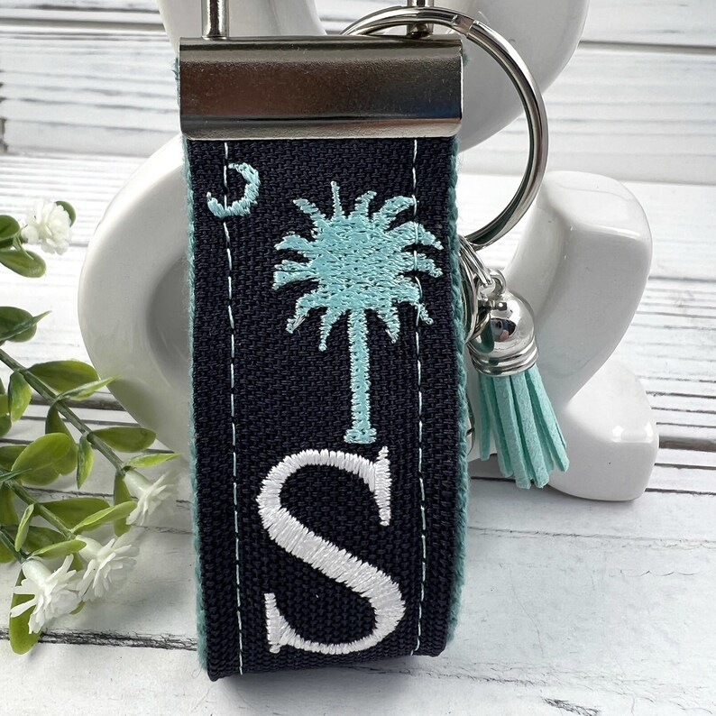 Palmetto Tree and Crescent Moon Keychain, South Carolina Gifts ...