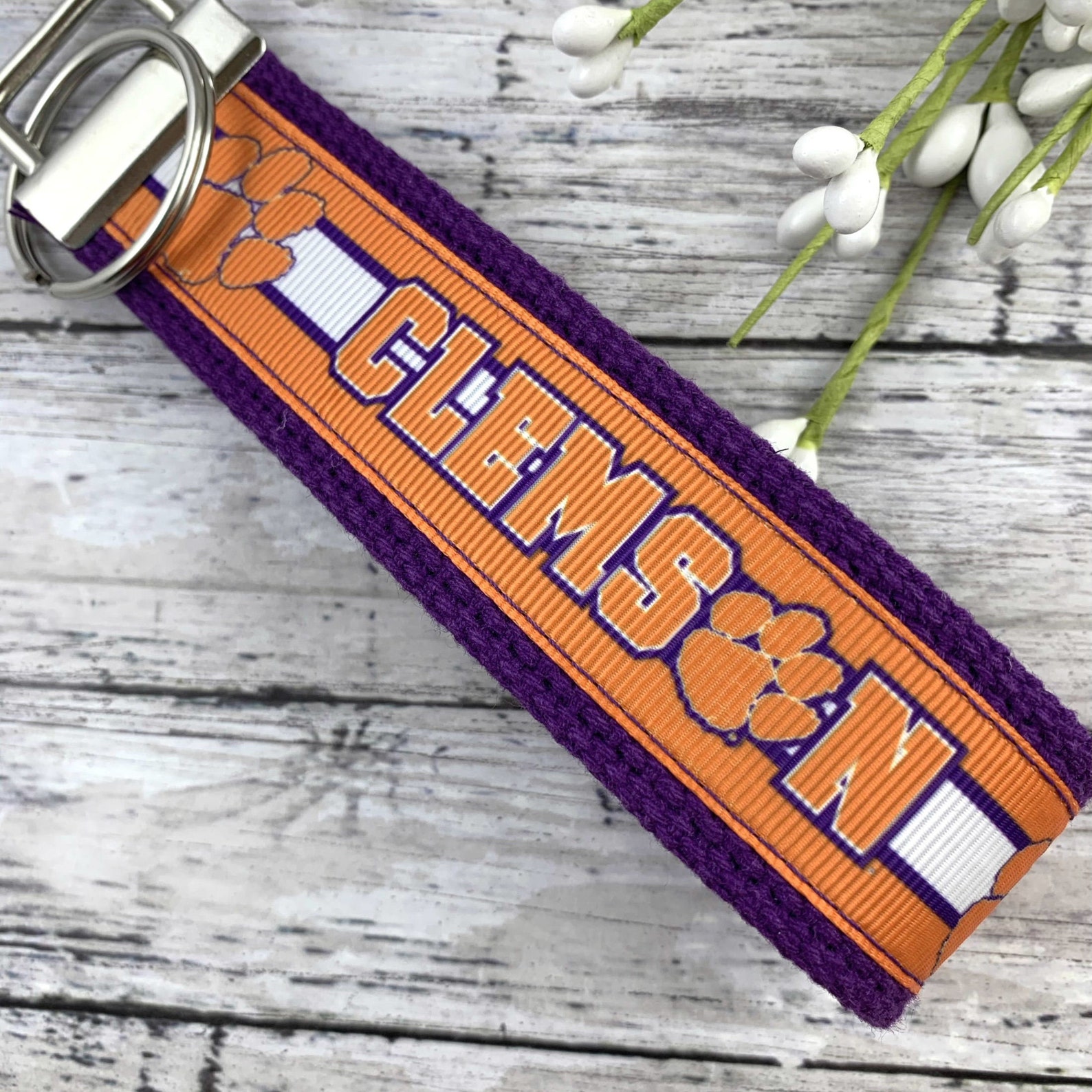 Clemson Keychain Wristlet Keychain Key Fob Approved Crafter - Etsy