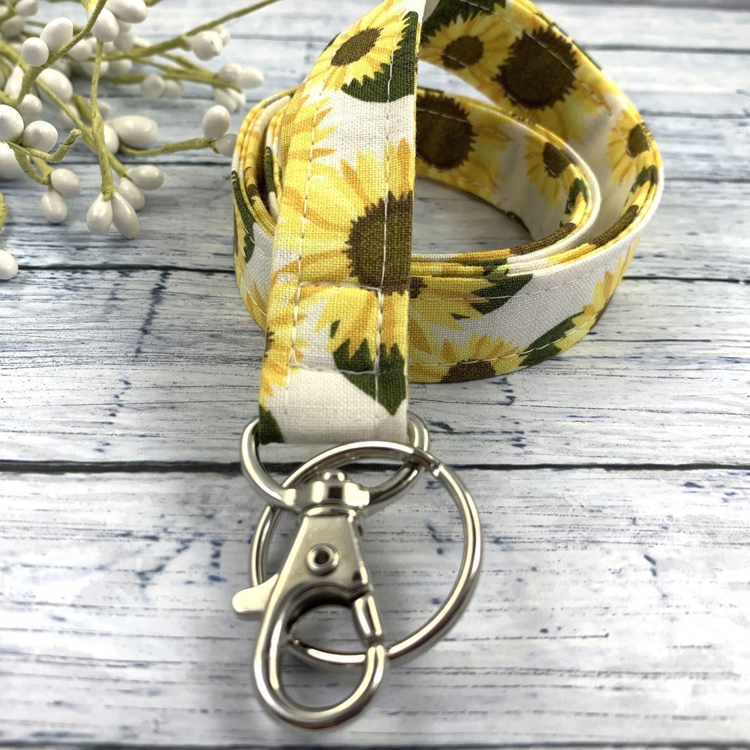 Sunflower Lanyard | Fabric Lanyard | Badge ID Holder | Name Tag Lanyard ...