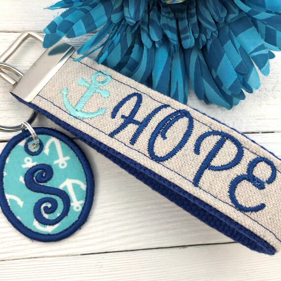 Hope Anchor Wristlet Keychain Wrist Keychain for Her Key Fob | Etsy