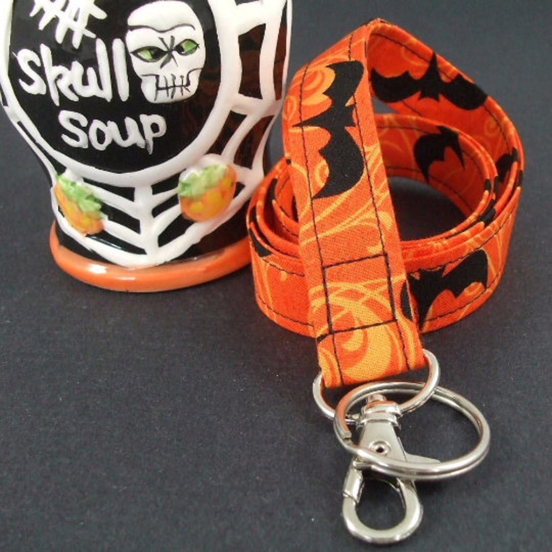 Halloween Lanyard With Bats Work Lanyard Fun Lanyard - Etsy
