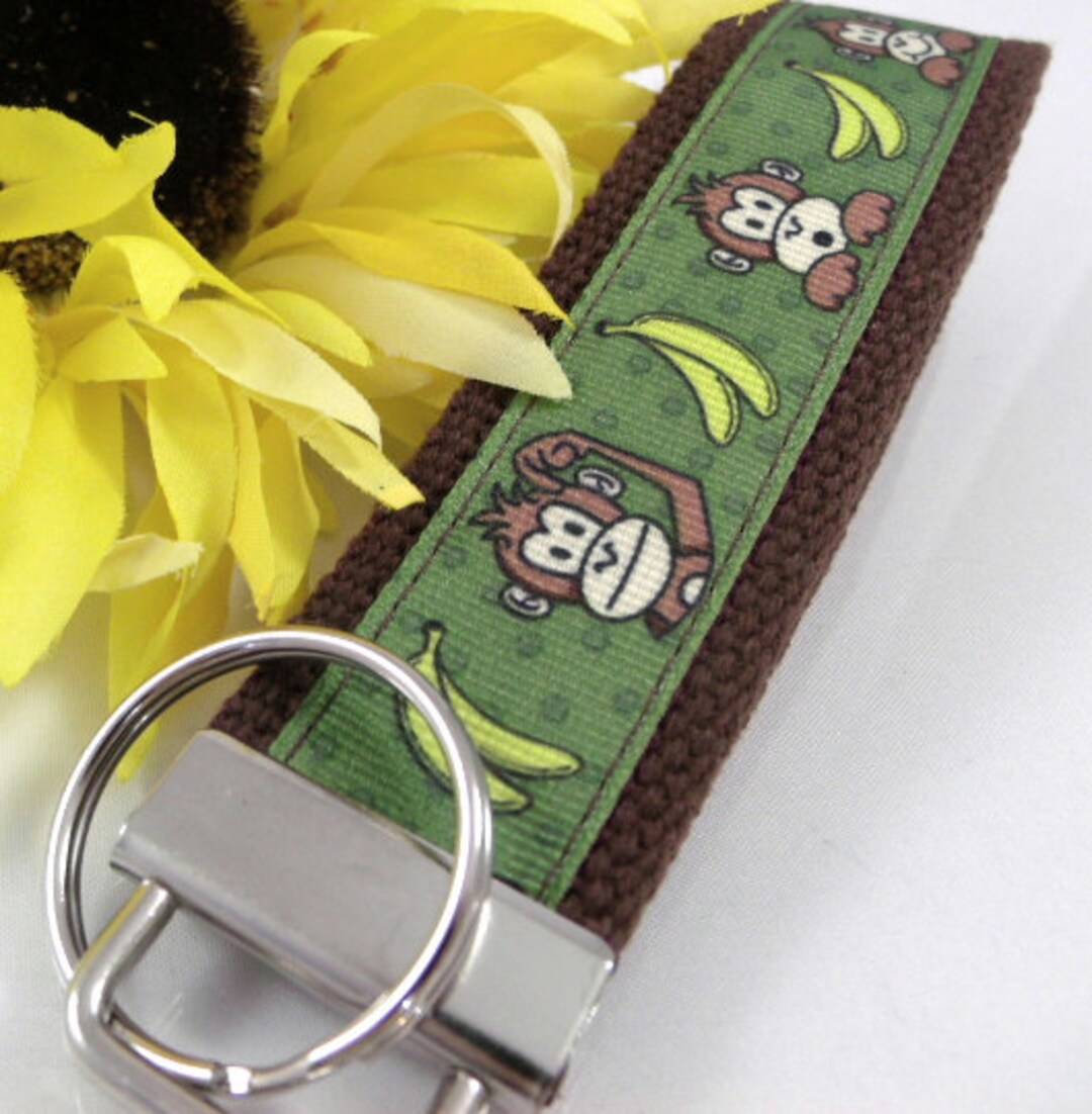 Monkey Keychain Monkeys Ribbon Yellow Green - Etsy