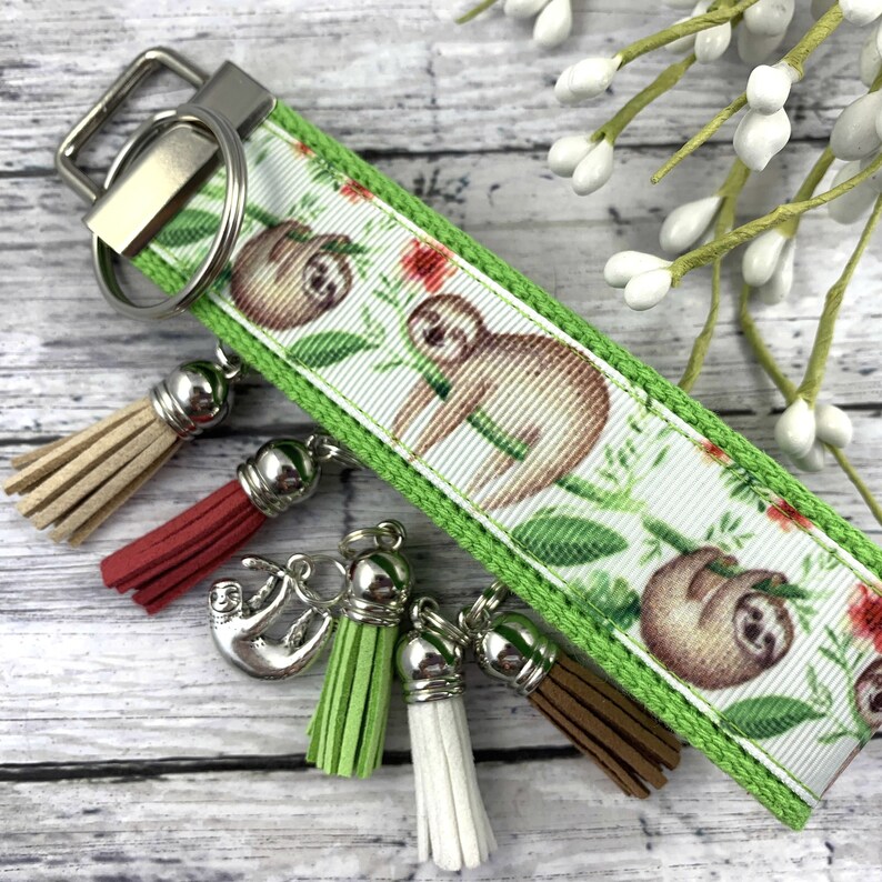 Handmade Sloth Keychain Wristlet Keychain Sloth Gifts | Etsy