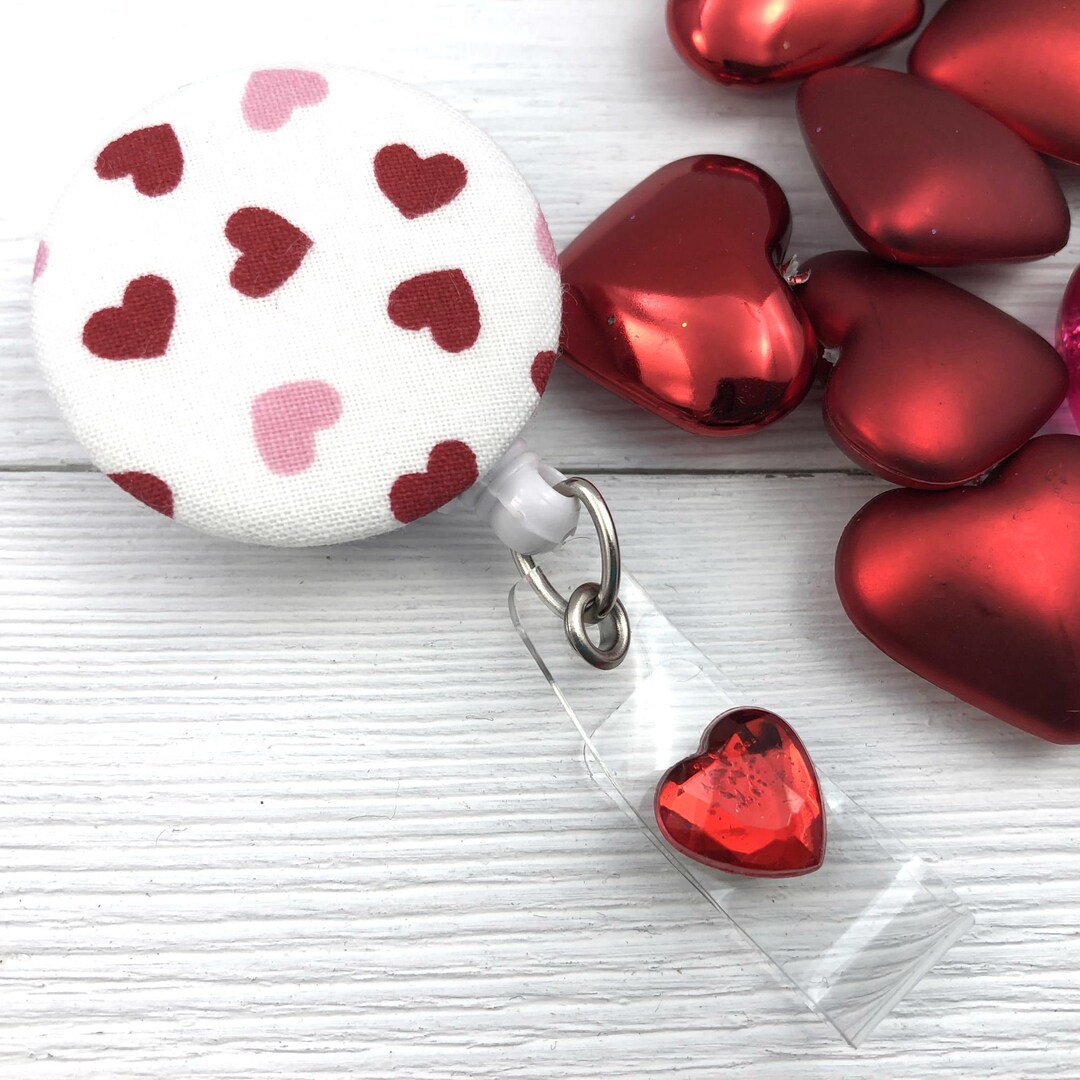 Badge Reel Nurse Valentines Day Badge Reel Hearts Badge Reel Nurses ...