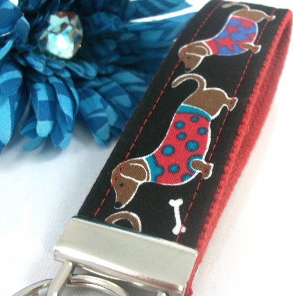 Cute Dog Mom Keychain Dachshund Fabric Wristlet Keychain - Etsy