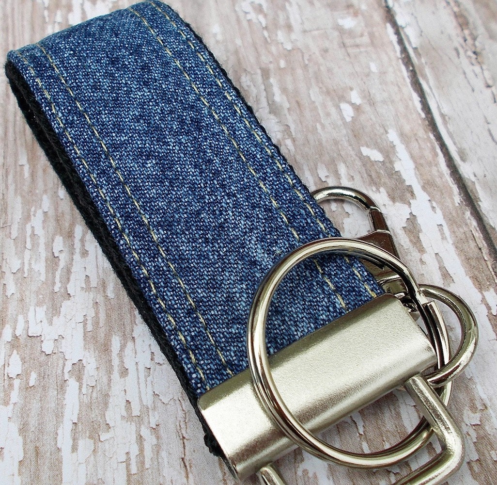 Upcycled Denim Mini Key FOB Keychain for Him Mini Keychain - Etsy UK
