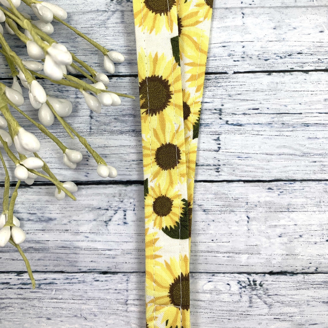 Sunflower Lanyard | Fabric Lanyard | Badge ID Holder | Name Tag Lanyard ...