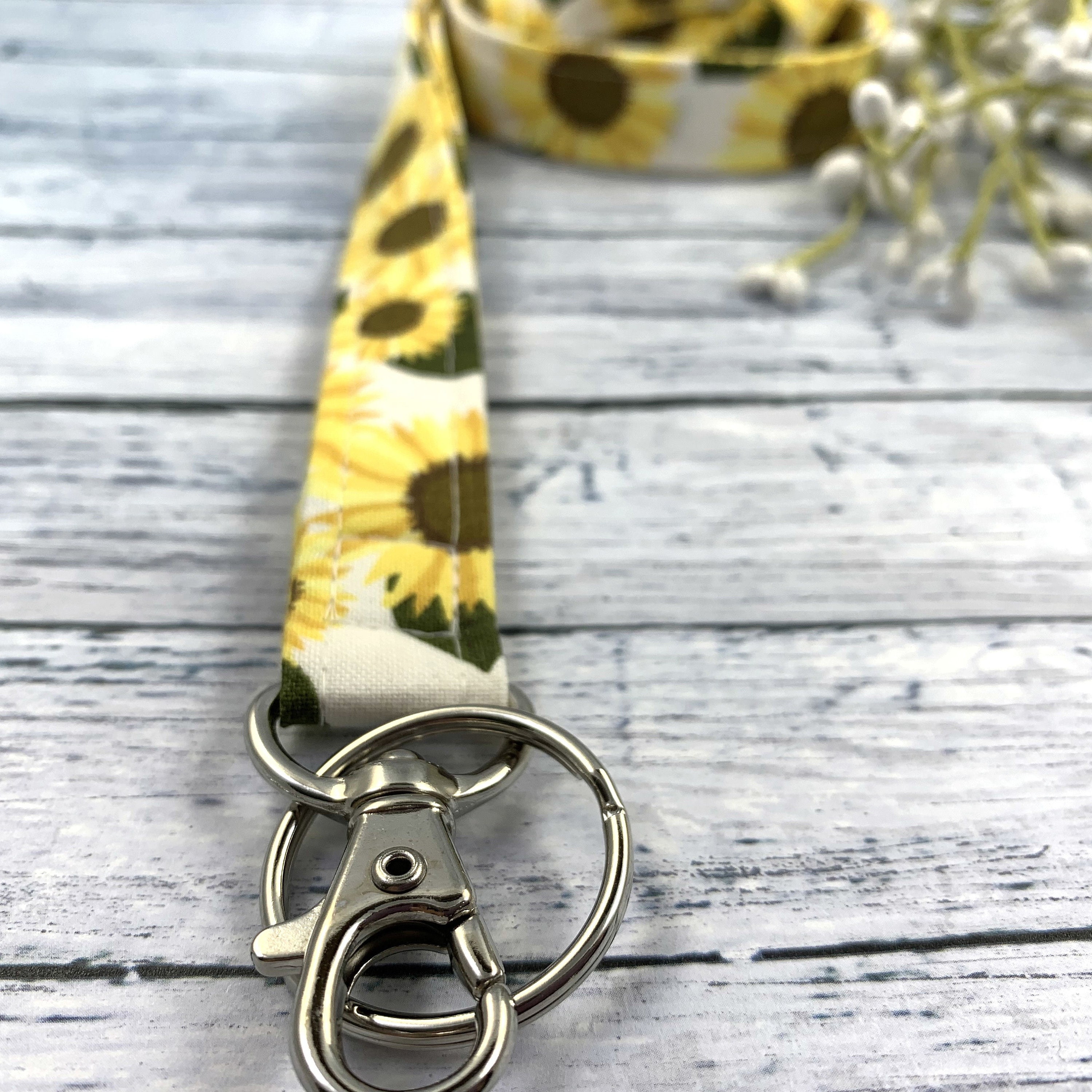 Sunflower Lanyard | Fabric Lanyard | Badge ID Holder | Name Tag Lanyard ...