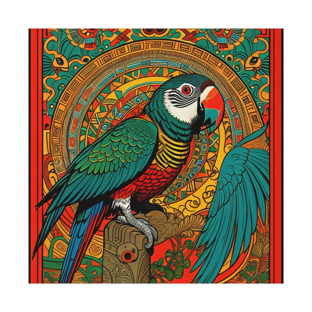 Parrot , Bird , Aztec , Maya , Mexica , South American , Sun , Disc ...