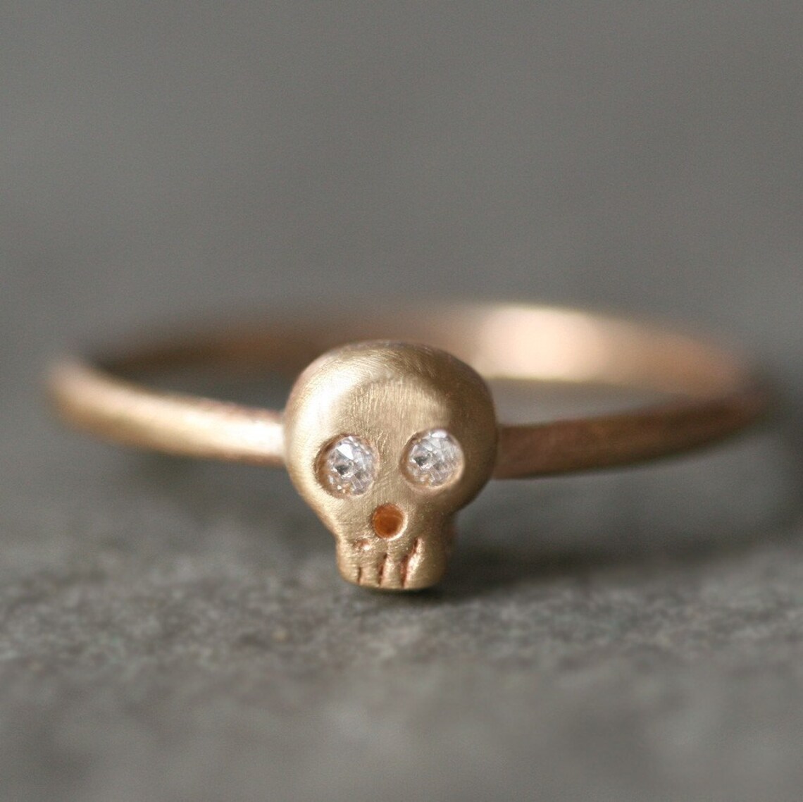 Baby Skull Ring in 14k Gold With Diamonds - Etsy