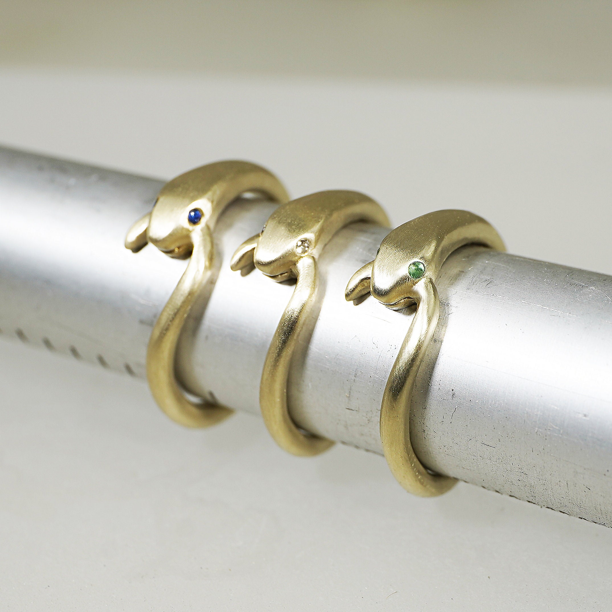 Snake Tail Ring in Brass With Gemstone Eyes Ouroboros - Etsy Australia