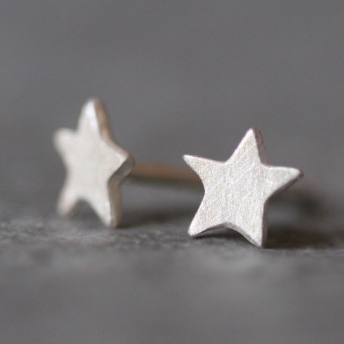 Tiny Star Stud Earrings in Sterling Silver - Etsy