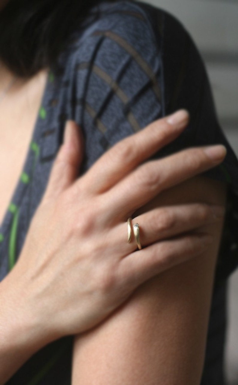 Baby Snake Ring in 14K Gold With One Diamond - Etsy
