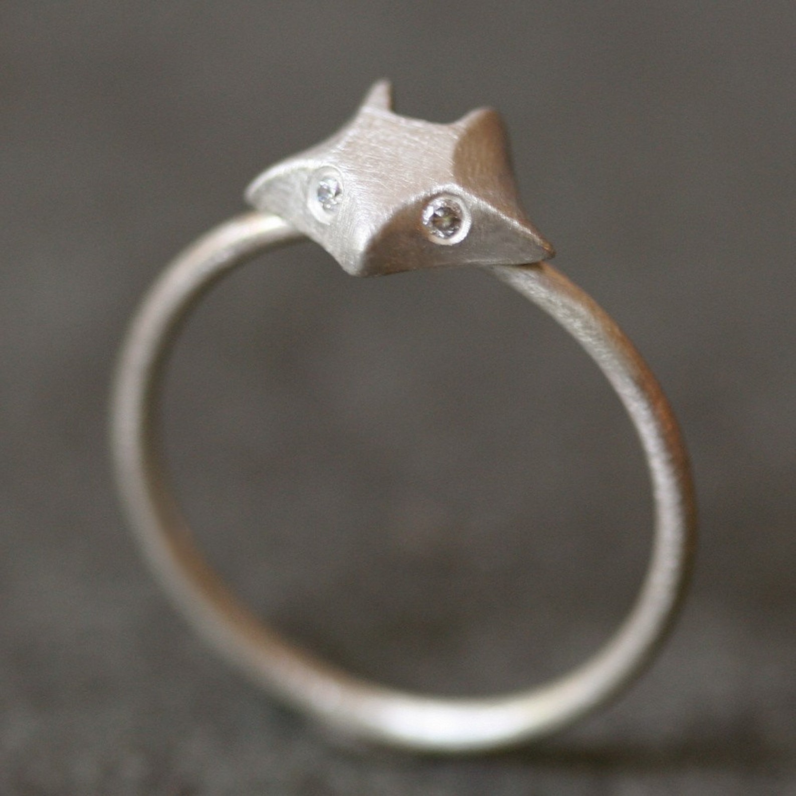 Fox Ring in Sterling Silver With Diamonds - Etsy
