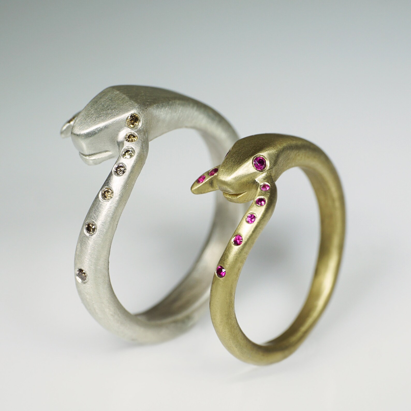 Large Snake Tail Ring in Sterling Silver With Gemstones - Etsy