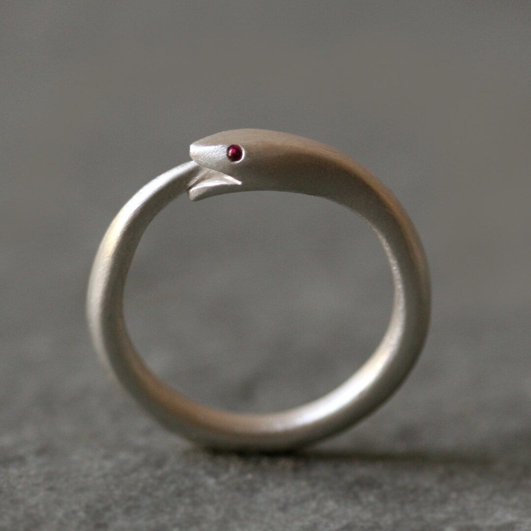 Ouroboros Snake Ring in Sterling Silver With Gemstones - Etsy