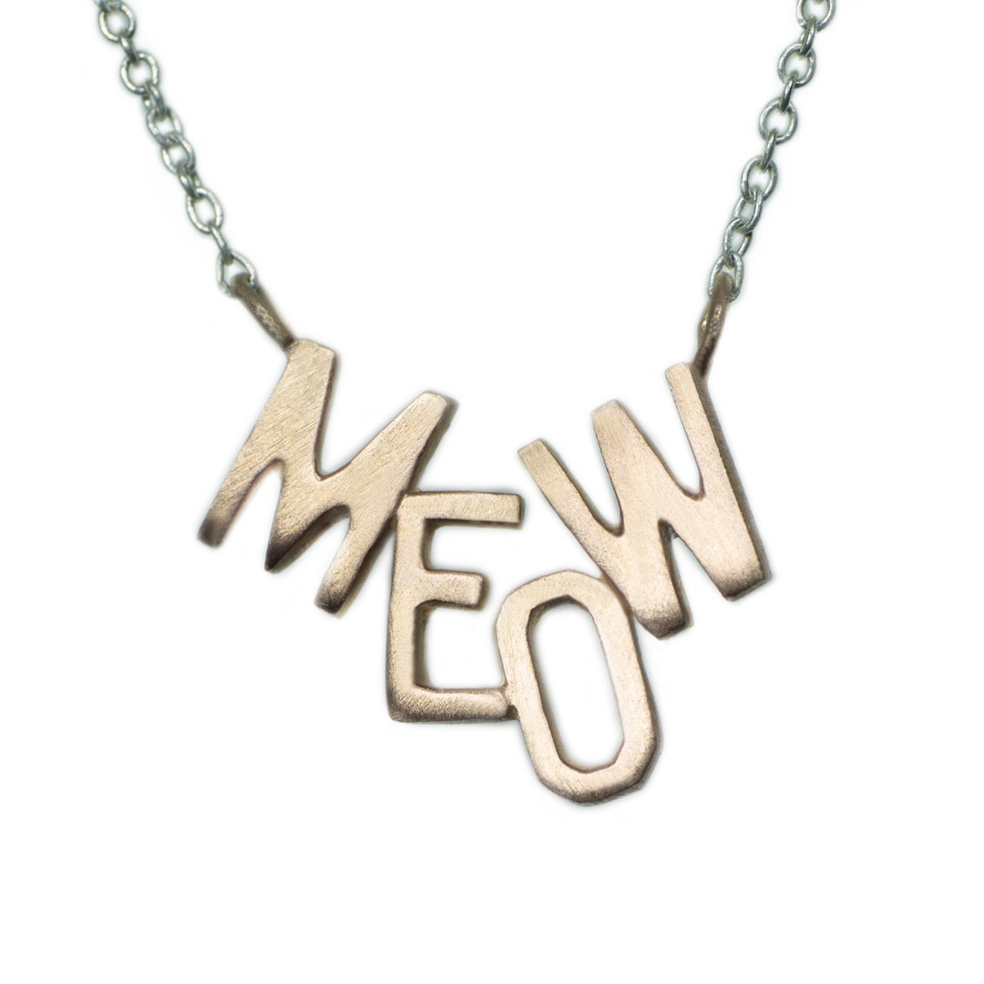 MEOW Necklace in 10K Gold and Sterling Silver - Etsy