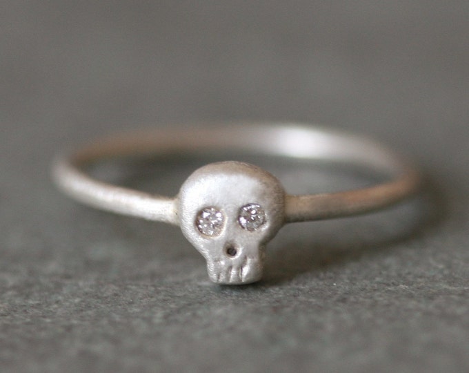 Baby Skull Ring in Sterling Silver With Diamonds - Etsy