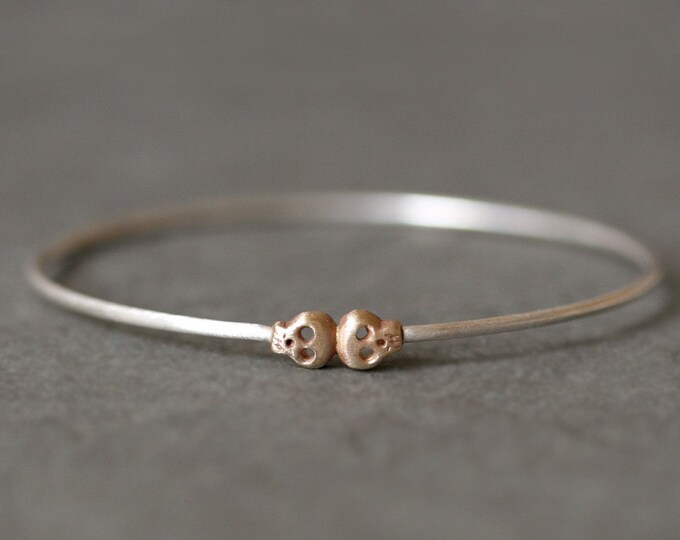 Skull Bangle in Sterling Silver and 14K Gold - Etsy