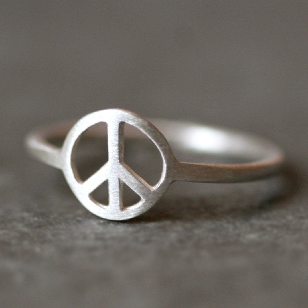 Peace Sign Ring in Sterling Silver - Etsy
