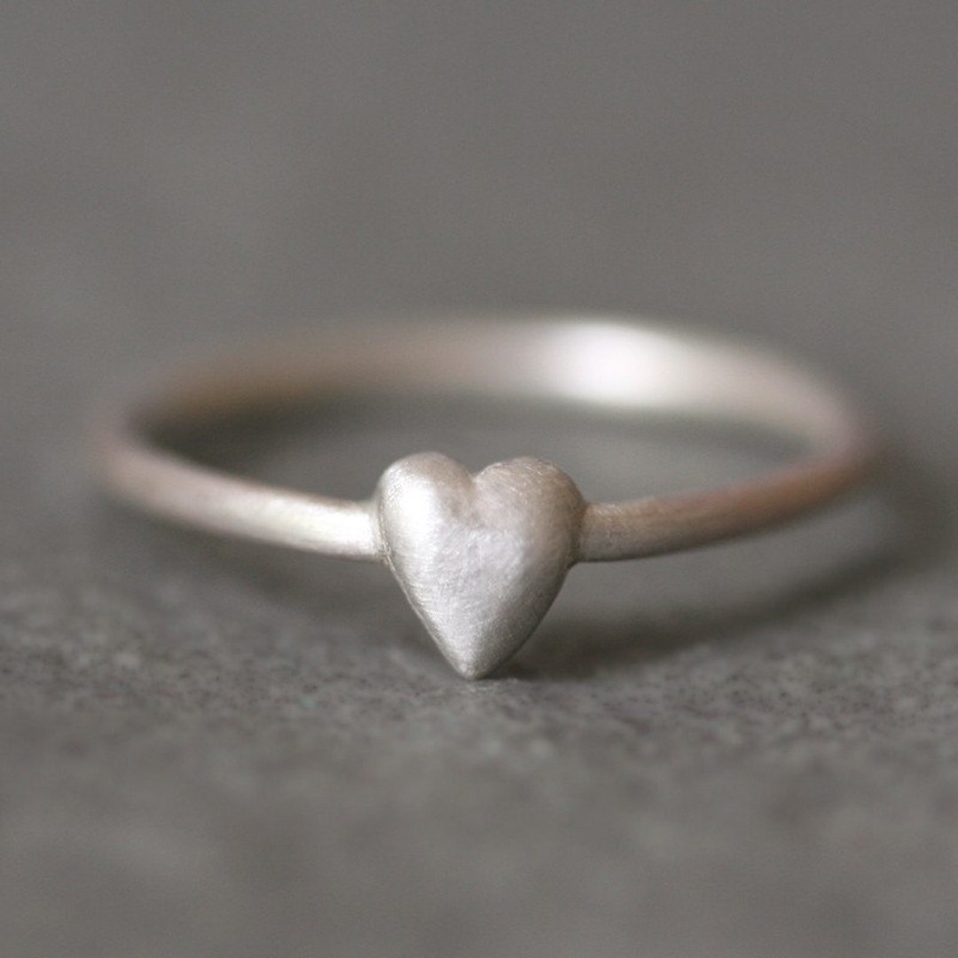 Tiny Puffy Heart Ring in Sterling Silver - Etsy
