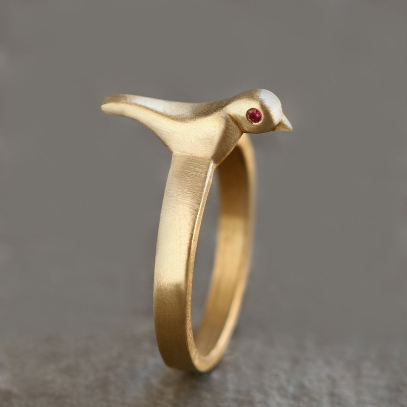 Bird Ring in Brass With Gemstones - Etsy