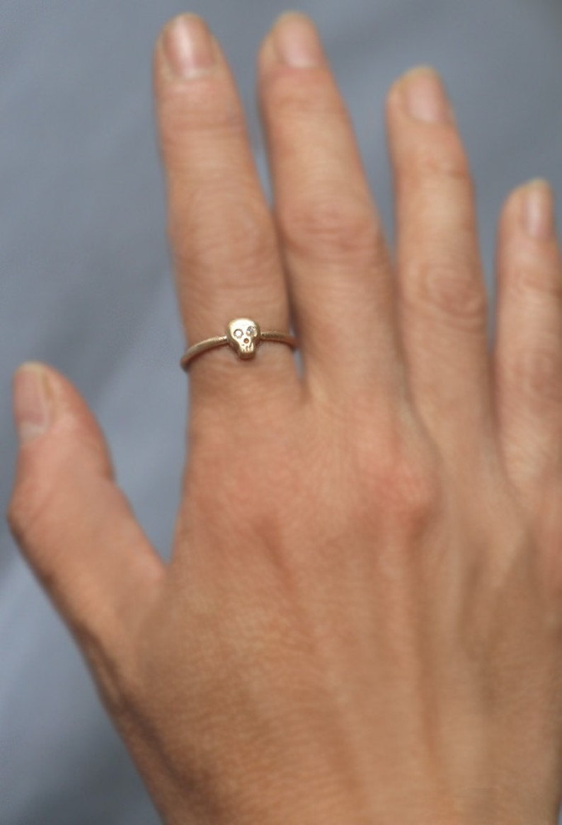 Baby Skull Ring in 14k Gold With Diamonds - Etsy