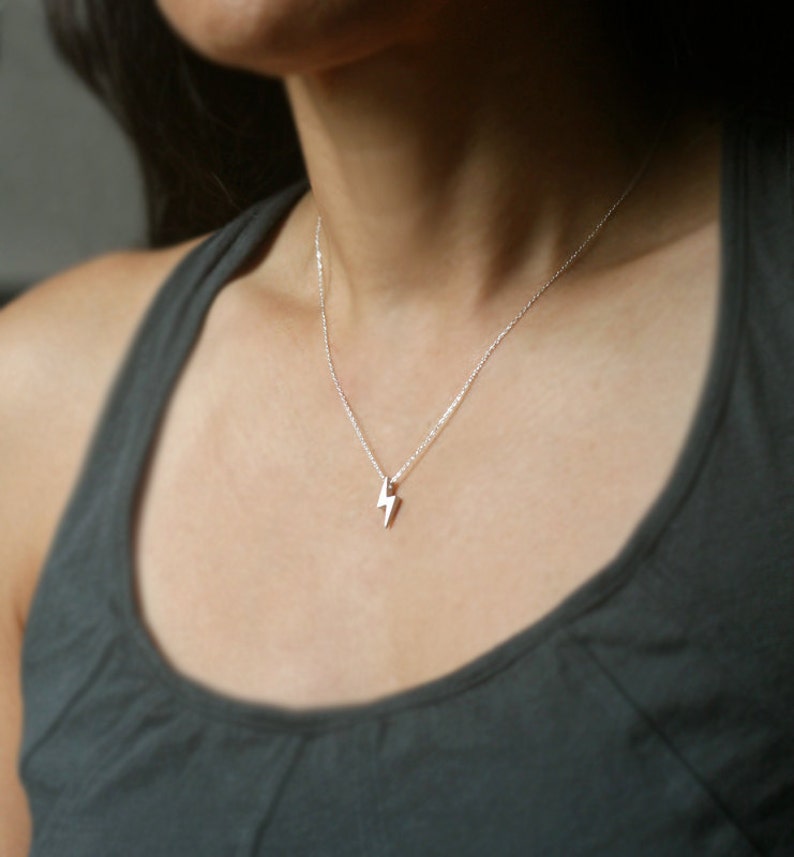 Lightening Bolt Necklace in Sterling Silver - Etsy
