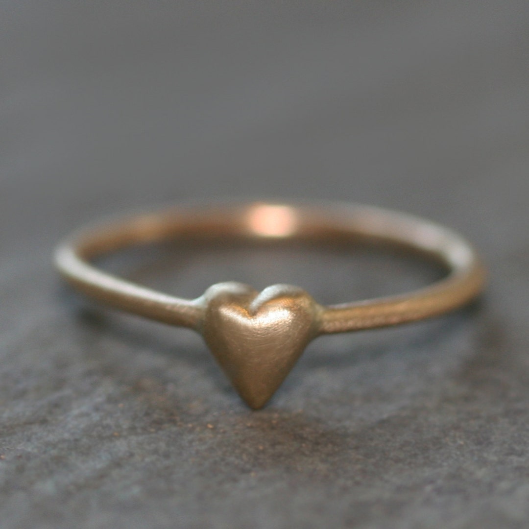 Tiny Puffy Heart Ring in 14K Gold - Etsy