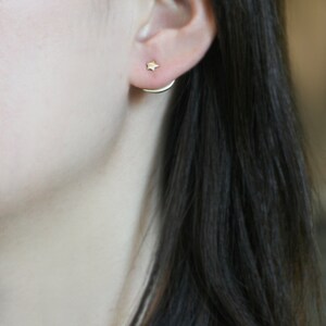 Pair of Tiny Star and Crescent Moon Ear Jacket in Brass - Etsy