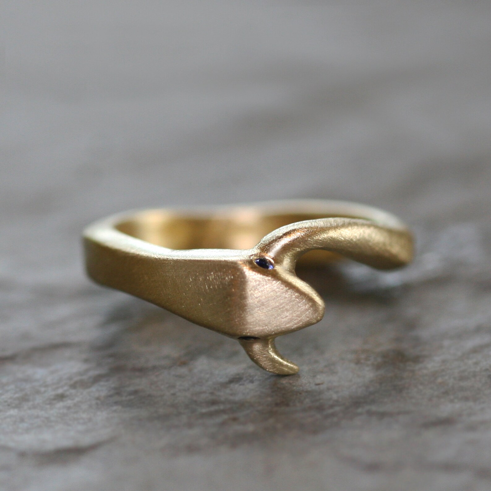 Large Snake Tail Ring in Brass With Gemstones - Etsy