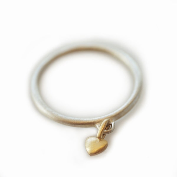 Heart Charm Ring - Etsy