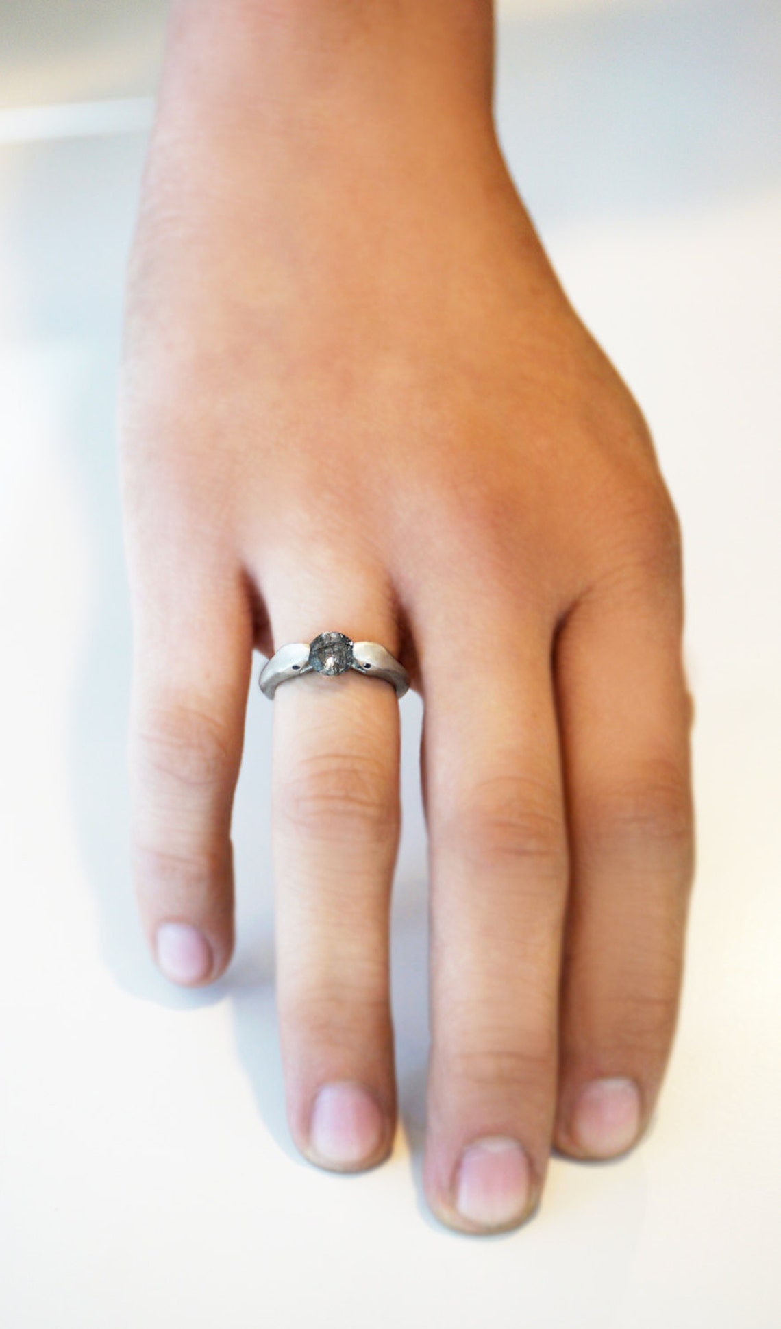 Double Headed Snake Ring in Sterling Silver With Black - Etsy