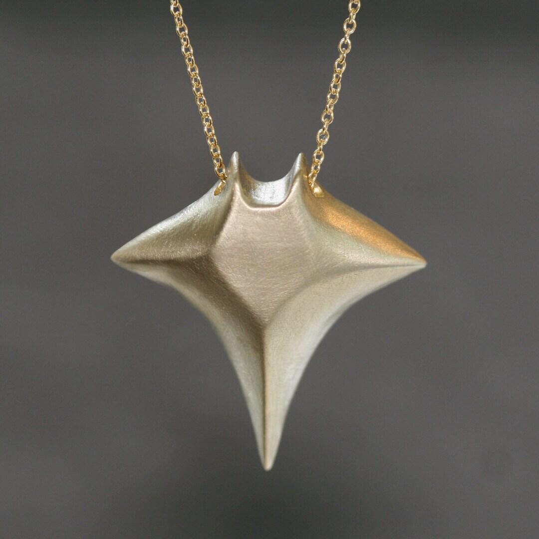 Large Manta Ray Necklace in Brass With Gold Fill Chain - Etsy