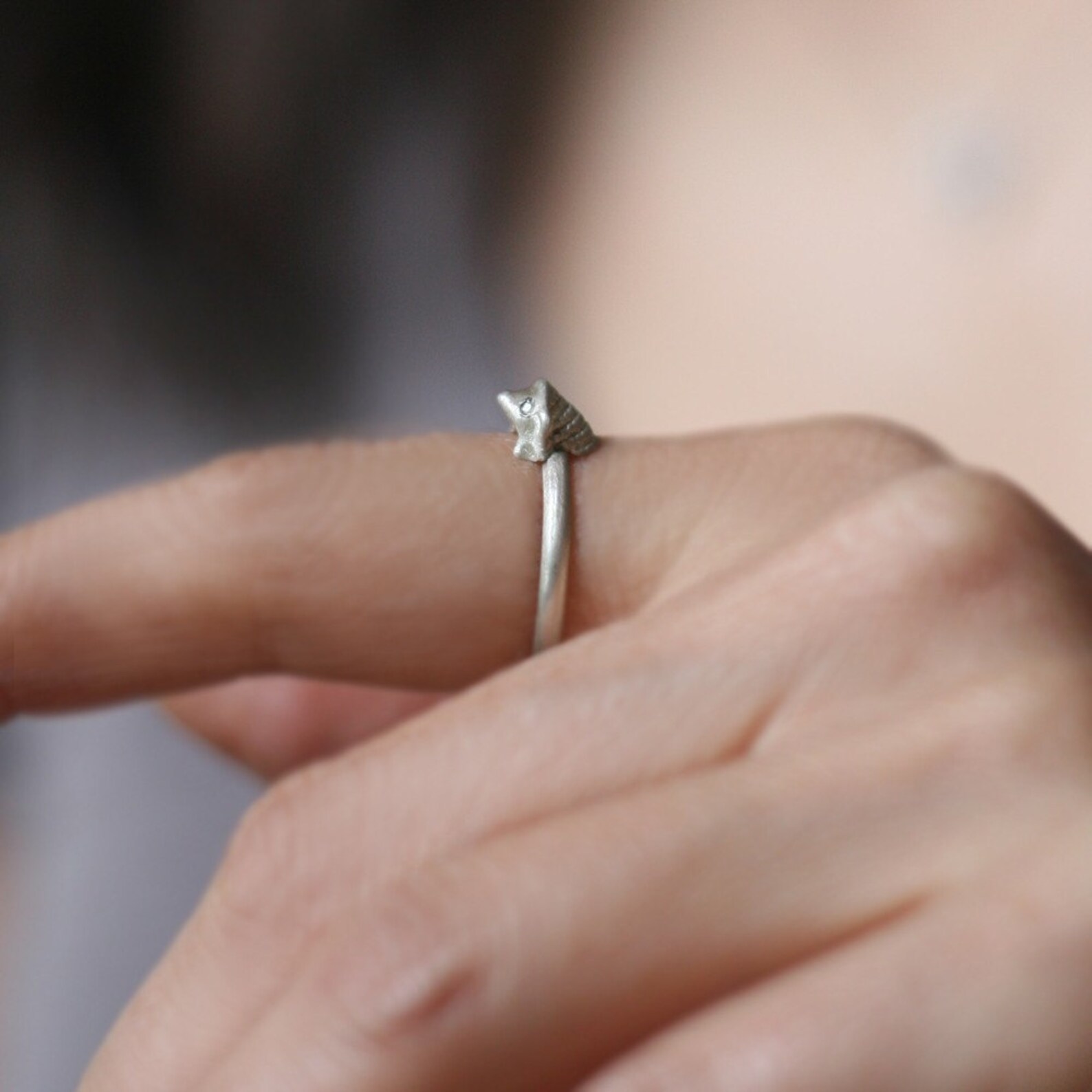 Hedgehog Ring in Sterling Silver - Etsy