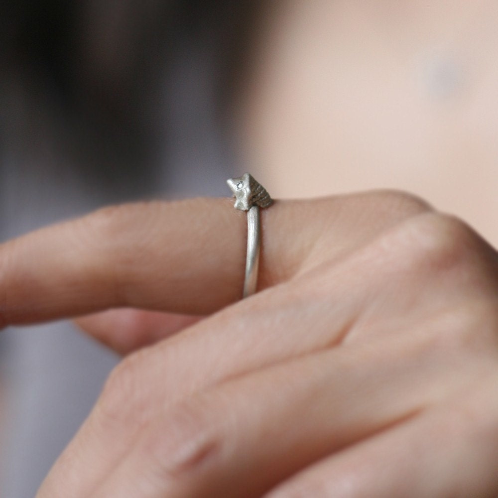 Hedgehog Ring in Sterling Silver - Etsy