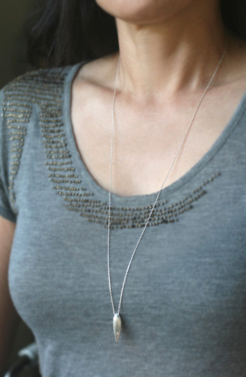 Seed Pod Necklace in Sterling Silver With Diamond - Etsy