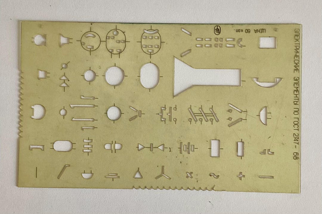 Vintage Soviet Electrician's Stencil-ruler.1968.gost.rare Drawing ...