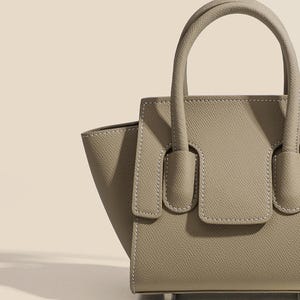 Small Leather Top Handle Bag, Women's Minimalist Leather Handbag, Mini ...