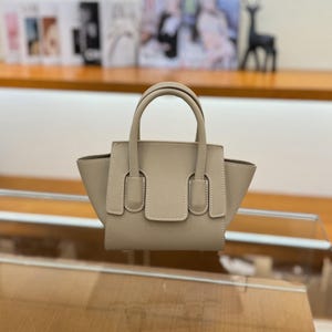 Small Leather Top Handle Bag, Women's Minimalist Leather Handbag, Mini ...