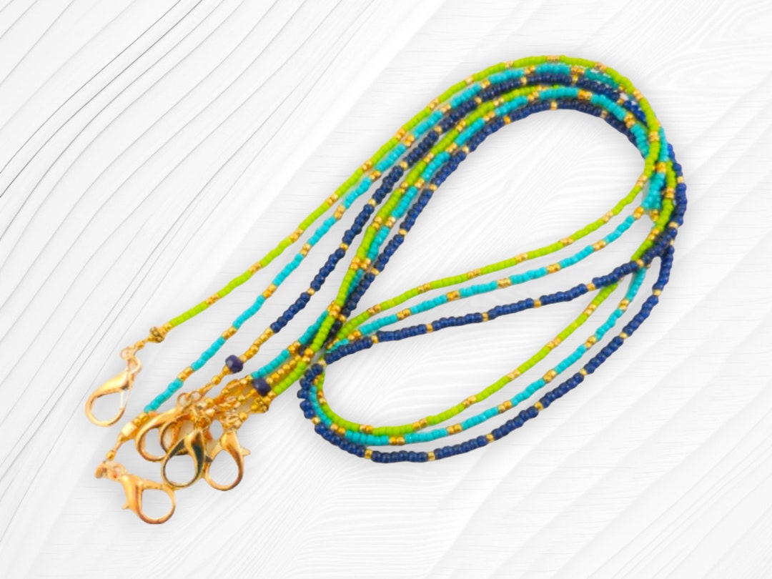 Beaded Face Mask Lanyard Necklace Gold Variety of Bead Colors - Etsy