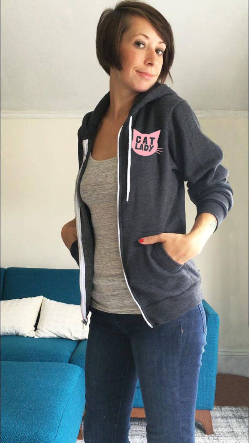Cat Lady Zip Up Cardigan Hoodie Sweatshirt Gift for Her Cat | Etsy