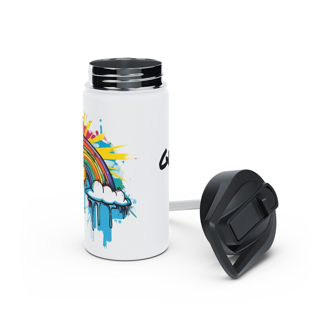 Genesis 9:13 Graffiti Rainbow Stainless Steel Water Bottle, Standard ...