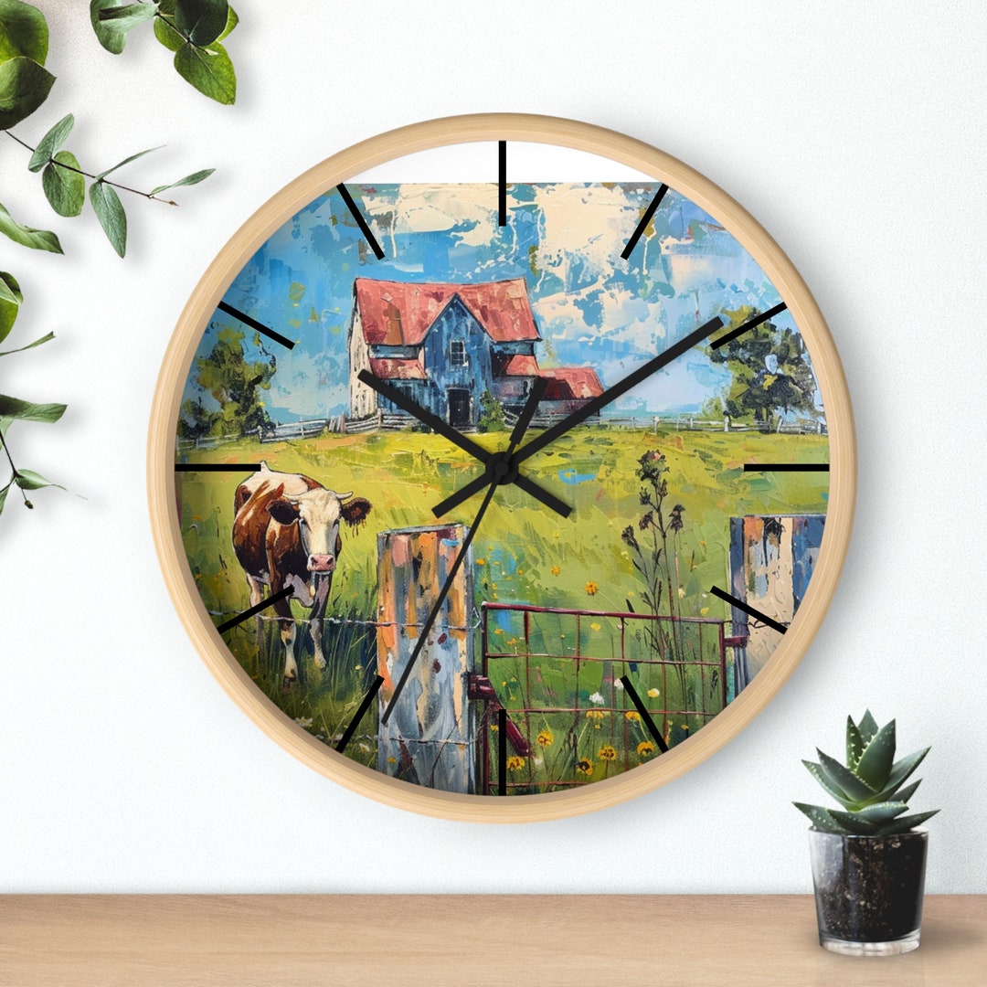 Farmhouse Scene Wall Clock - Etsy