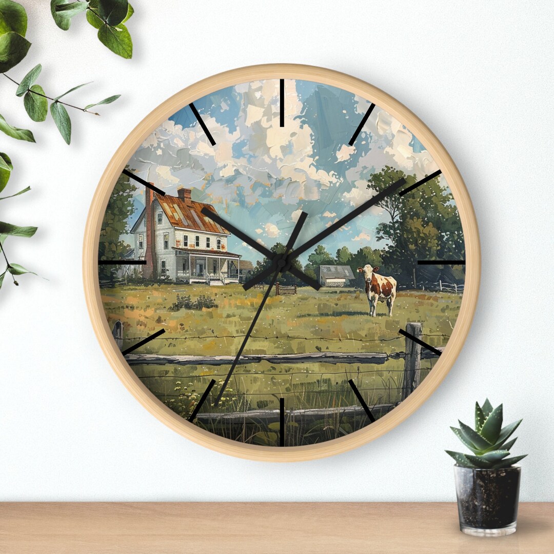 Farmhouse Scene Wall Clock - Etsy