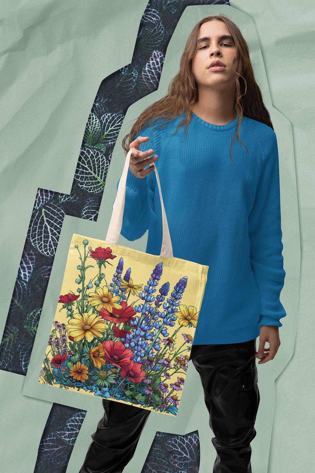 Wildflower Tote Bag - Comic Book Style - Etsy